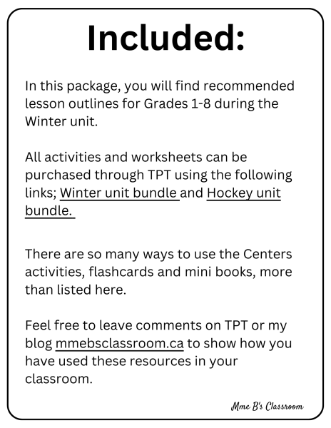 Le Hockey – French Mini Unit About Hockey – Mme B's Classroom